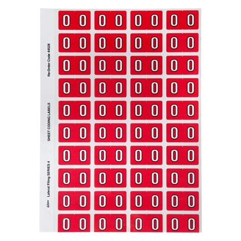 Avery Colour Coding Labels 25mm Numeric 0 Red Pack 240 Winc