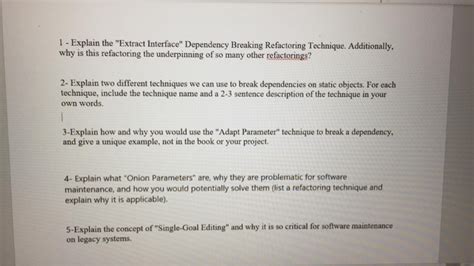 Solved 1 Explain The Extract Interface Dependency