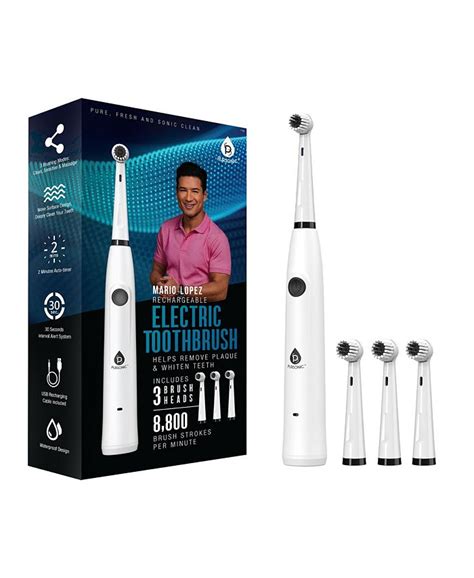 Pursonic Mario Lopez Usb Rechargeable Electric Toothbrush With 3 Brush