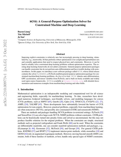 Pdf Ncvx A General Purpose Optimization Solver For Constrained Machine And Deep Learning