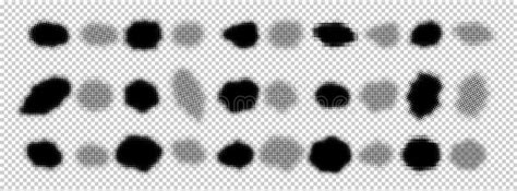 Halftone Gradient Abstract Black Shapes With Dot Pattern Creating Vintage Textured Effect