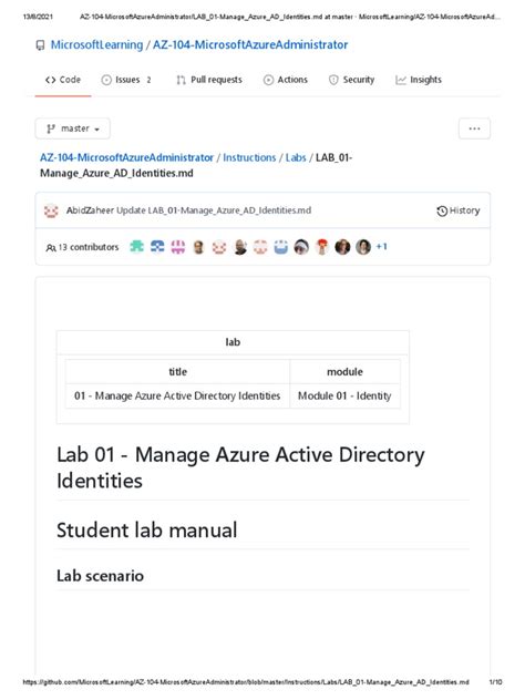 Az 104 Microsoftazureadministrator Lab 01 Manage Azure Ad Identities
