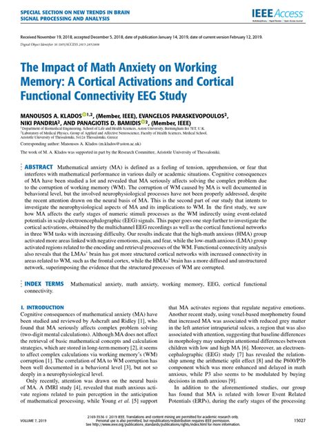 The Impact Of Math Anxiety On Working Memory A Cortical Activations And Cortical Functional
