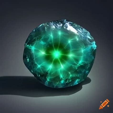 Retro Style Glowing Emerald Stone On Dark Background On Craiyon