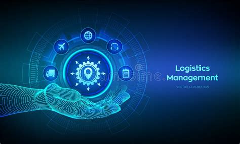 Logistics Management Concept Logistic Icon In Wireframe Hand Smart