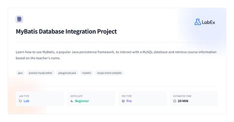 Mybatis 데이터베이스 통합 Sql 쿼리 및 데이터 검색 마스터하기 Labex