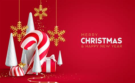 메리 크리스마스 텍스트 벡터 디자인입니다 사탕 지팡이 소나무 눈 조각과 소나무와 크리스마스 인사말 카드 계절에 대한 스톡 벡터 아트 및 기타 이미지 Istock