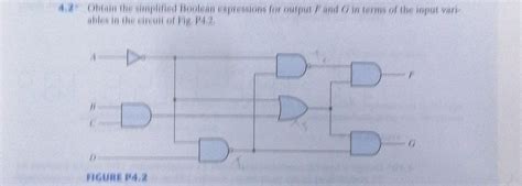 Solved 4 2 Obtain The Simplified Boolean Expressions For