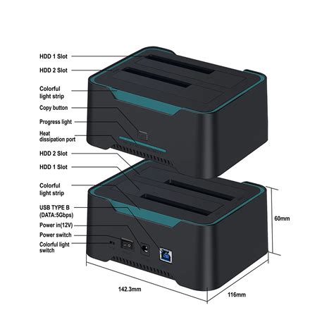 25 35 Inch Dual Bay External Hard Drive Docking Station