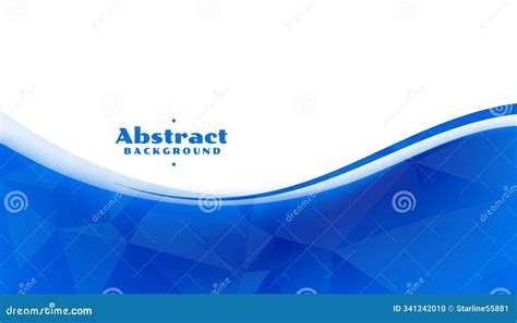 Abstract Blue Wavy Flow Background With Low Poly Design Stock Vector