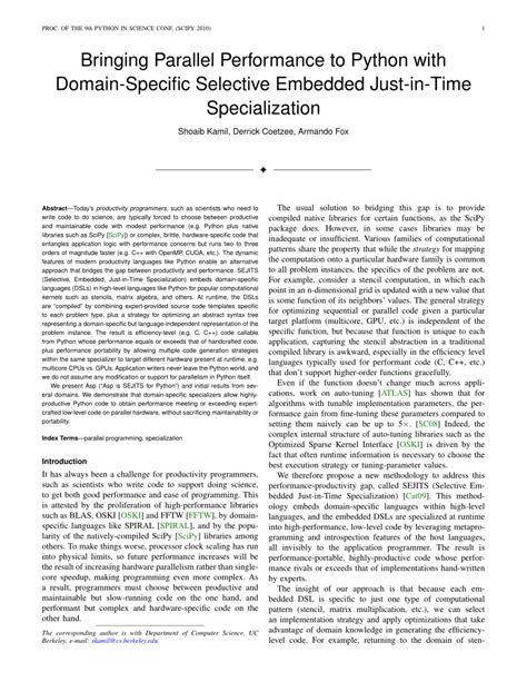 Pdf Bringing Parallel Performance To Python With Domain Specific