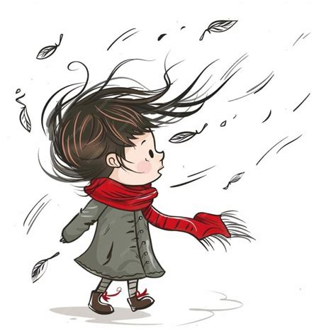 Cartoon Drawing Of A Very Windy Day Premium Ai Generated Image