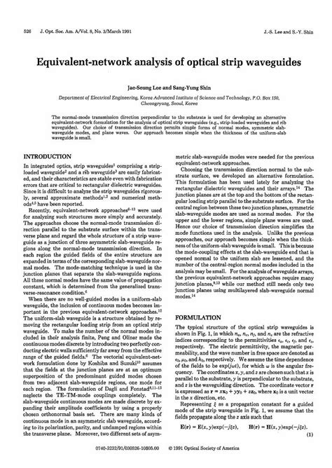 Pdf Equivalent Network Analysis Of Optical Strip Waveguides Dokumen