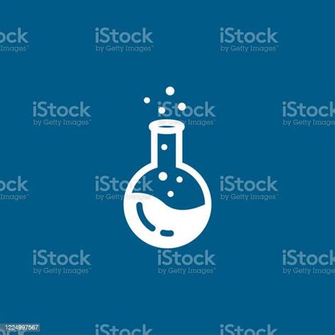 파란색 배경에 테스트 튜브 라인 아이콘입니다 블루 플랫 스타일 벡터 일러스트 개발에 대한 스톡 벡터 아트 및 기타 이미지 개발 건강관리와 의술 과학 Istock