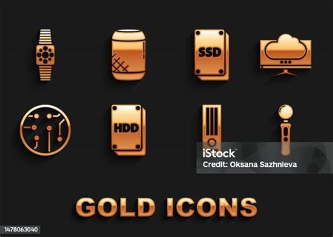 Set Hard Disk Drive Hdd Computer Monitor Screen Gamepad Video Game Console Processor Ssd Card