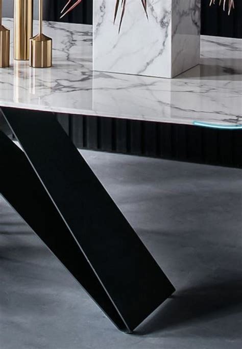 V Shaped Base Marble Dining Table