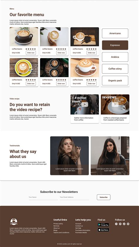 coffee landing page on behance