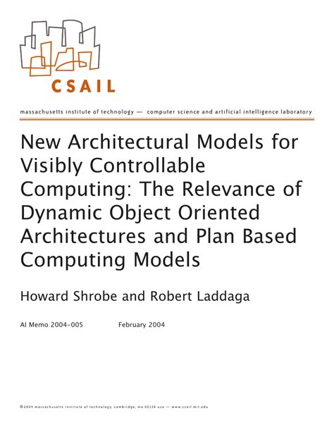 Pdf New Architectural Models For Visibly Controllable Computing The