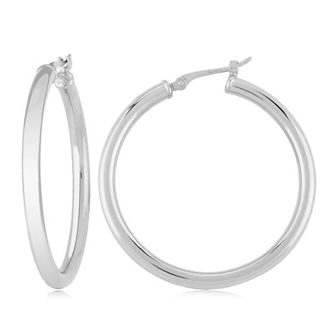 Carla Ladies 14k White Gold Tube Hoop Earrings Hannoush Nc