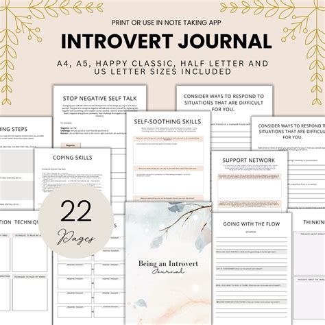 Introvert Journal Printable Self Confidence Bundle Therapy Worksheet