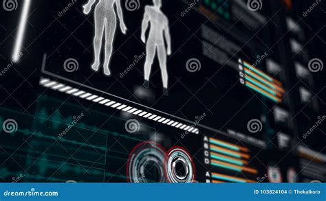 K UI User Interface Dark Blue Background With Graph Bar Infographic And Wire Frame Body