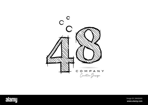 Hand Drawing Number 48 Logo Icon Design For Company Template Or