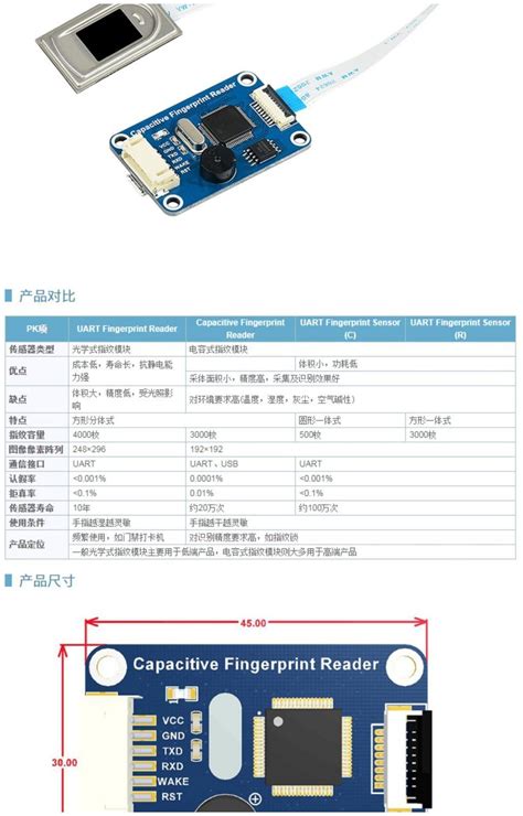 【台灣出貨】高精度電容式指紋模塊 埰集識別模塊 兼容arduino 樹莓派 stm32 蝦皮購物