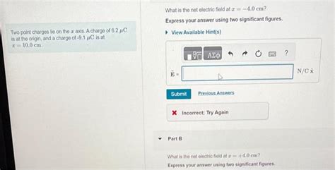 Solved Two Point Charges Lie On The Axis A Charge Of Chegg