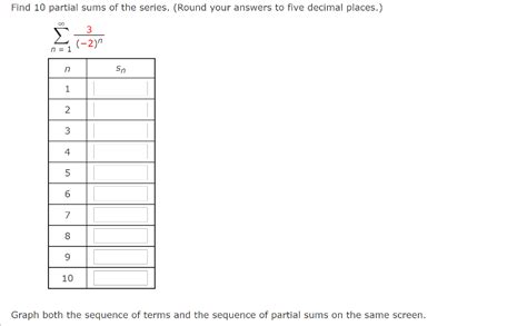 Solved Find 10 partial sums of the series. (Round your | Chegg.com