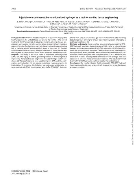 Pdf Injectable Carbon Nanotube Functionalized Hydrogel As A Tool For