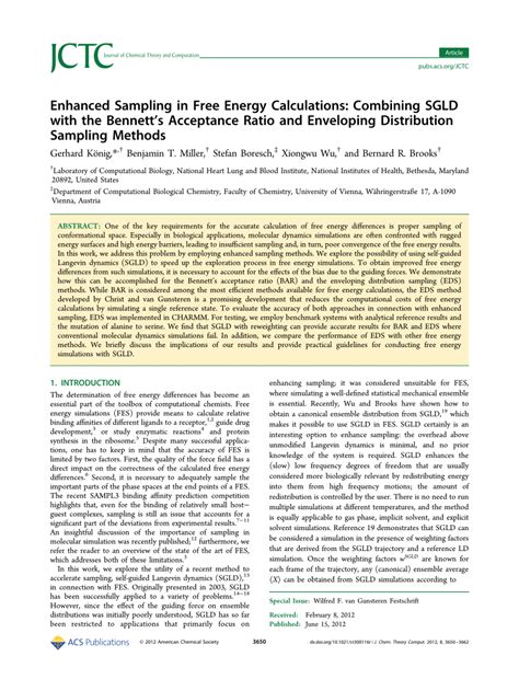 Pdf Enhanced Sampling In Free Energy Calculations Combining Sgld