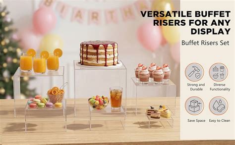 Glitchcore 6 Pcs Clear Acrylic Buffet Risers And Stands