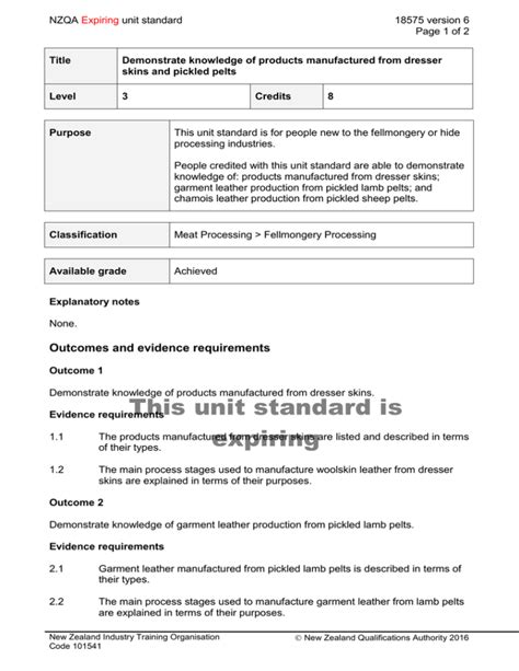 Nzqa Unit Standard 18575 Version 6