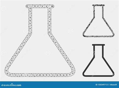 Empty Wide Retort Vector Mesh Carcass Model And Triangle Mosaic Icon