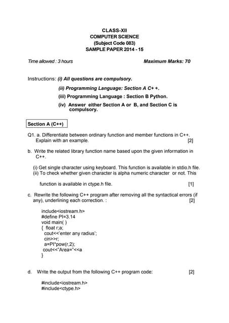 Cbse Sample Paper Ip Pdf