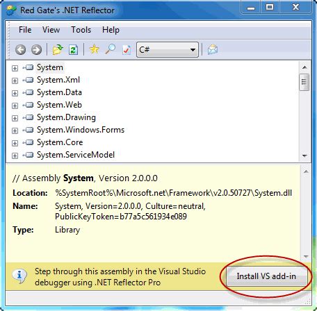 Installing The Visual Studio Add In NET Reflector Product Documentation