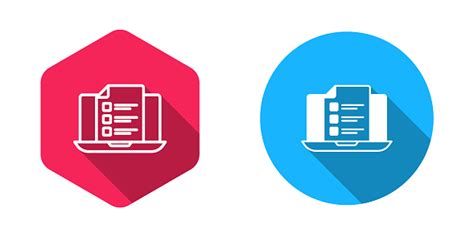 채워지고 윤곽선 온라인 퀴즈 테스트 설문 조사 또는 체크리스트 아이콘은 긴 그림자 배경으로 격리되어 있습니다 시험 목록 E교육 개념 벡터 가득 찬에 대한 스톡 벡터 아트 및