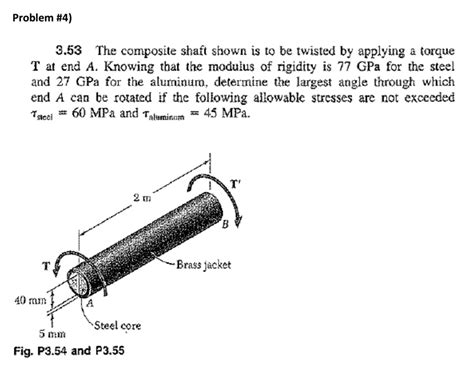 Solved Problem 4 353 The Composite Shaft Shown Is To Be Twisted By