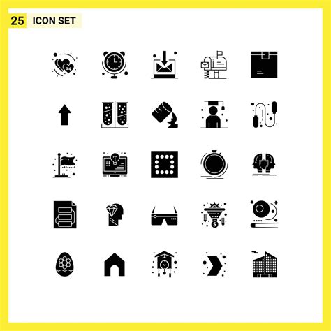 Pictogram Set of 25 Simple Solid Glyphs of goods box business message mail Editable Vector ...