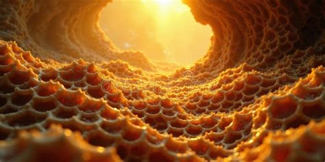 Golden Honeycomb Structure Illuminated By Warm Light Revealing