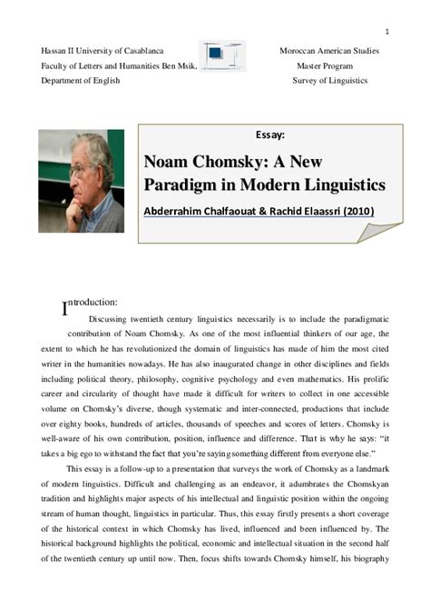 doc essay on chomsky s contribution to modern linguistics
