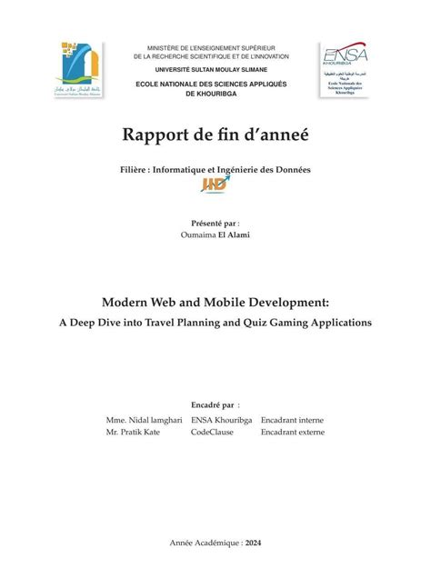 Oumaima El Alami On Linkedin Webdevelopment Mobiledevelopment Quizgame Travelapp