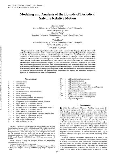 Pdf Modeling And Analysis Of The Bounds Of Periodical Satellite