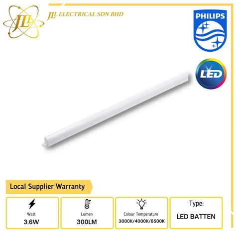 Philips Bn068c Led3 L300 36w 220 240v 1feet Led Batten 3000k4000k