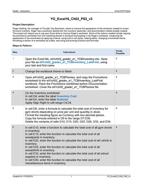 YO Excel 16 Ch02 PS2 V3 Instructions Grader Instructions Excel 2016 Project Studocu