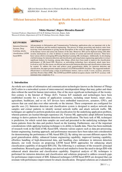 Pdf Efficient Intrusion Detection In Patient Health Records Based On Lstm Based Rnn
