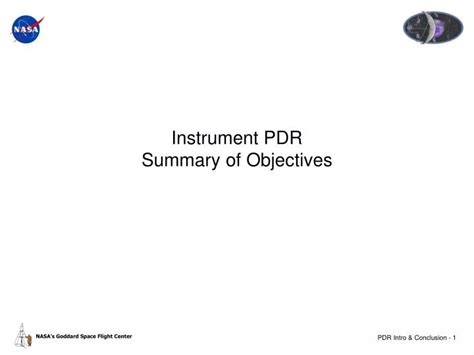 Ppt Instrument Pdr Summary Of Objectives Powerpoint Presentation