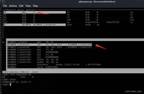 用arm进行汇编语言编程（7）helloworld和gdb调试arm程序 arm gdb layout asm csdn博客