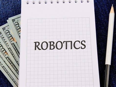 The Concept Of Technology And Development Phrase Words Text Robotics On A Blank Sheet Of