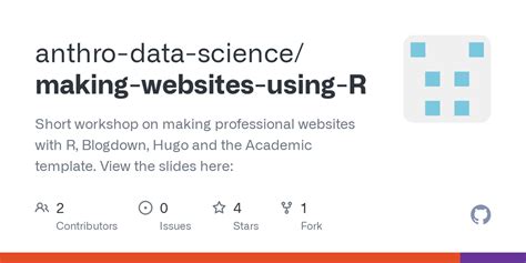Github Anthro Data Sciencemaking Websites Using R Short Workshop On